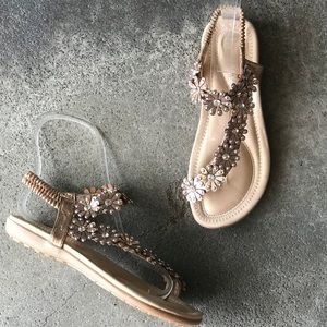 Verano Rio | Shoes | Veranorio Camel Flower Rhinestone Comfort Sandal ...